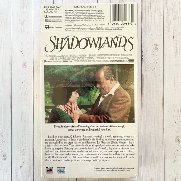 Other | Nwt Sealed Shadowlands Movie Vhs Tape A True Love Story C S ...